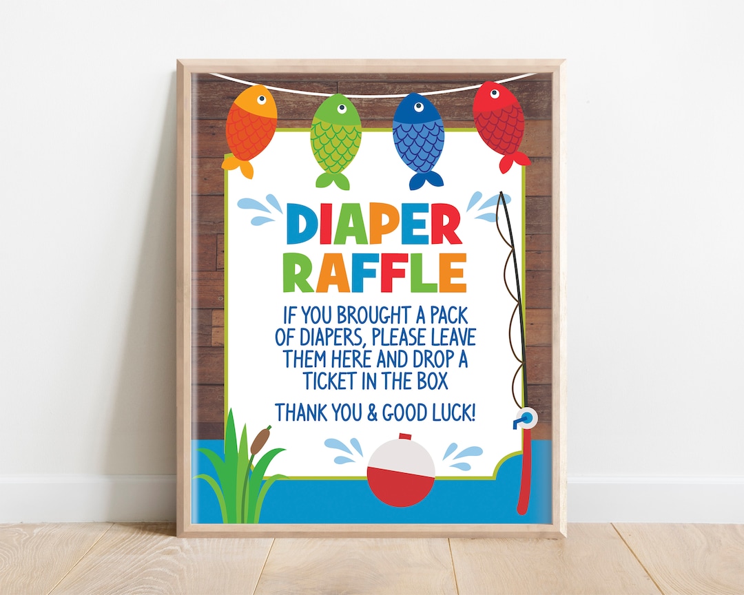 Diaper Raffle Sign, Fishing Diaper Raffle Signs, Fishing Baby Shower ...