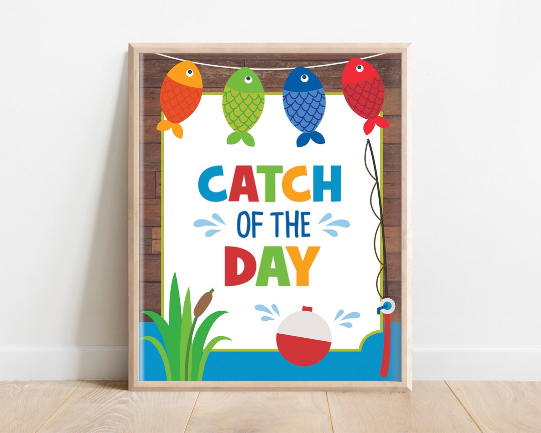 Catch of the Day Sign, Fishing Table Sign, Fishing Party Food Sign ...