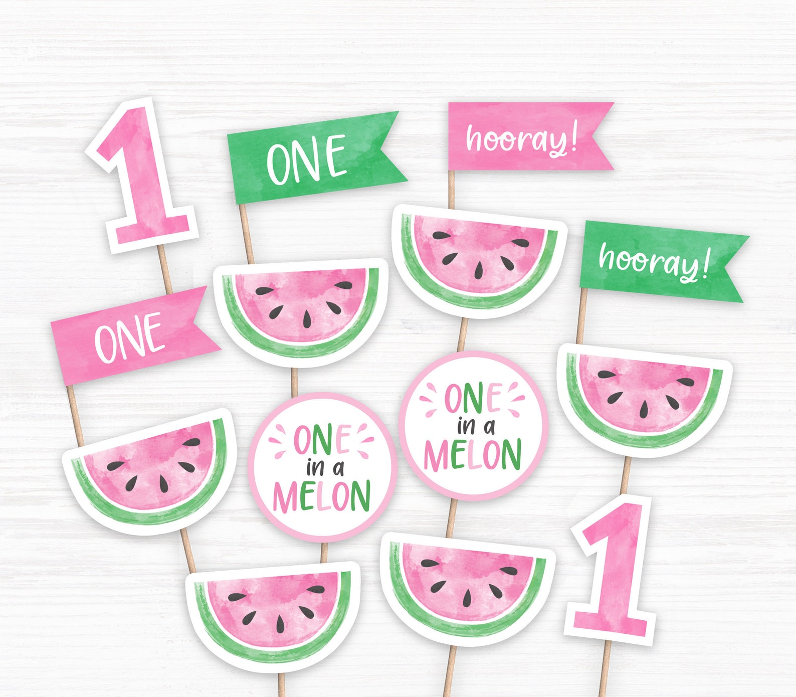 Watermelon Cupcake Toppers Printable Cupcake Toppers Melon | Etsy