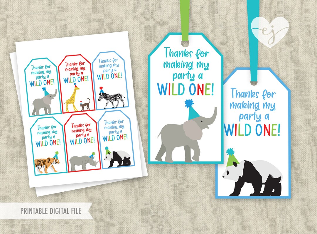 Party Animals Favor Tags, Printable Favor Tags, Party Animal Decor ...