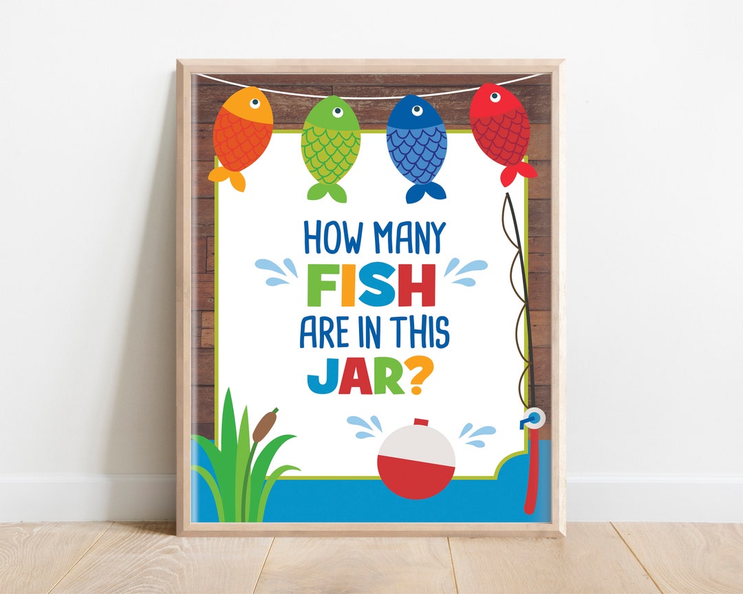 Guess How Many Fish Sign, Fishing Party Signs, Fishing Party Decor ...