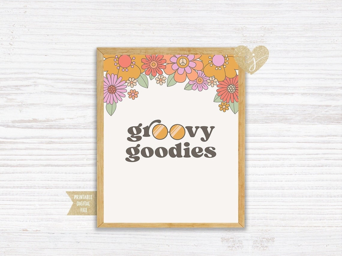 Printable Groovy Goodies Sign Groovy Table Sign Two Groovy | Etsy