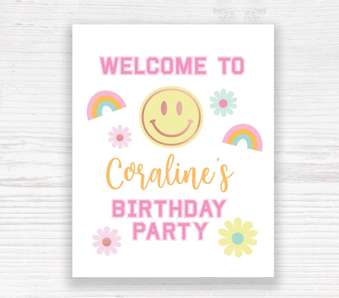 Smiley Welcome Sign, Smiley Face Sign, Birthday Welcome Sign, Smiley ...