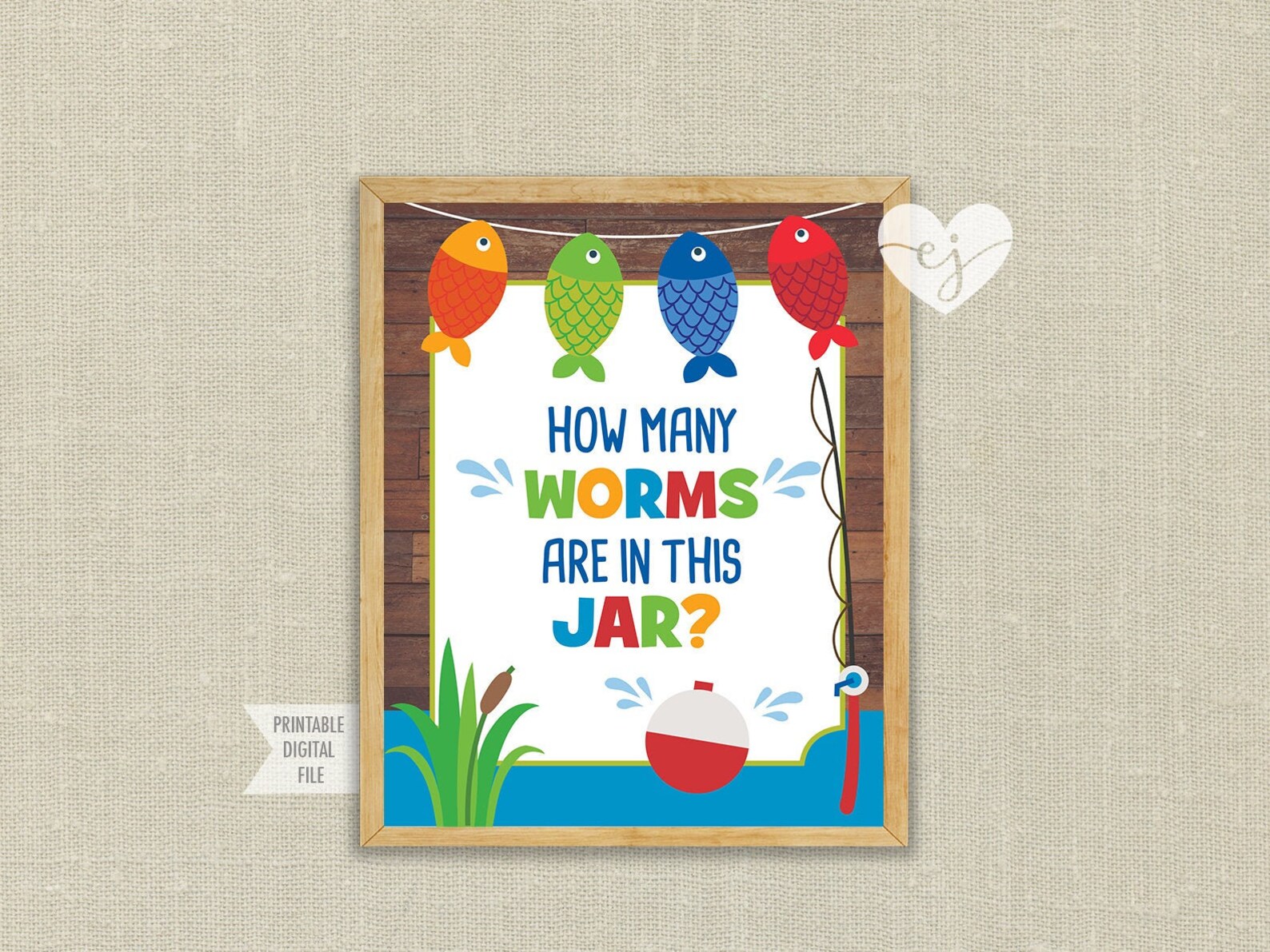 Guess How Many Worms Sign Fishing Party Signs Fishing Party | Etsy