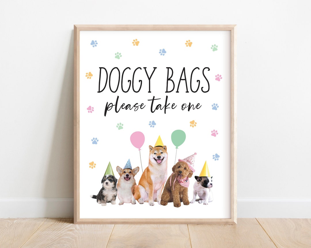 Pet Adoption Party Sign, Doggy Bag Sign, Puppy Party Signs, Doggy Bag ...