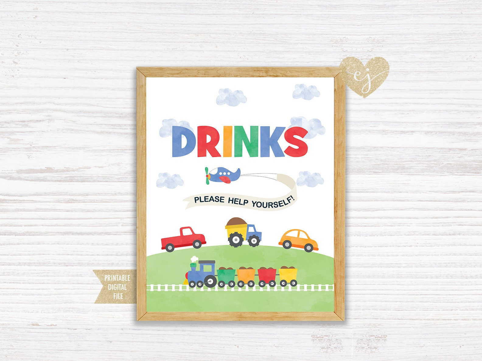 Drinks Sign Drinks Table Sign Transportation Drinks Signs | Etsy