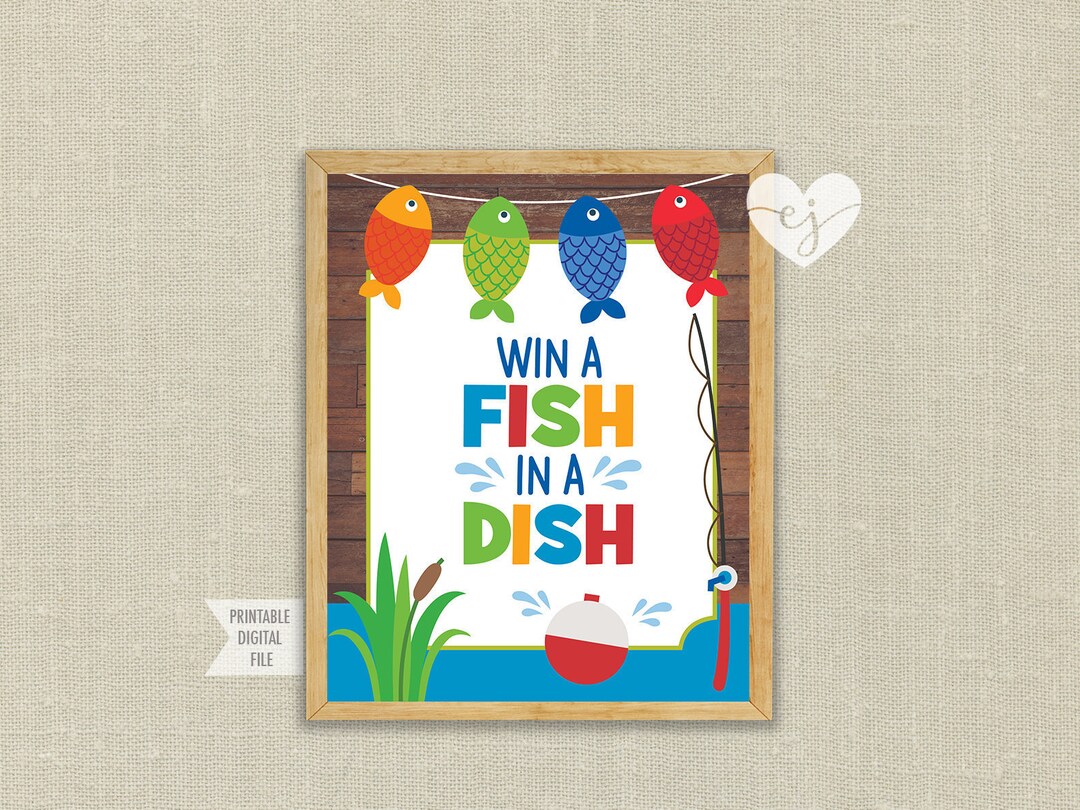 Win a Fish Sign Fishing Table Sign Fishing Party Signs - Etsy