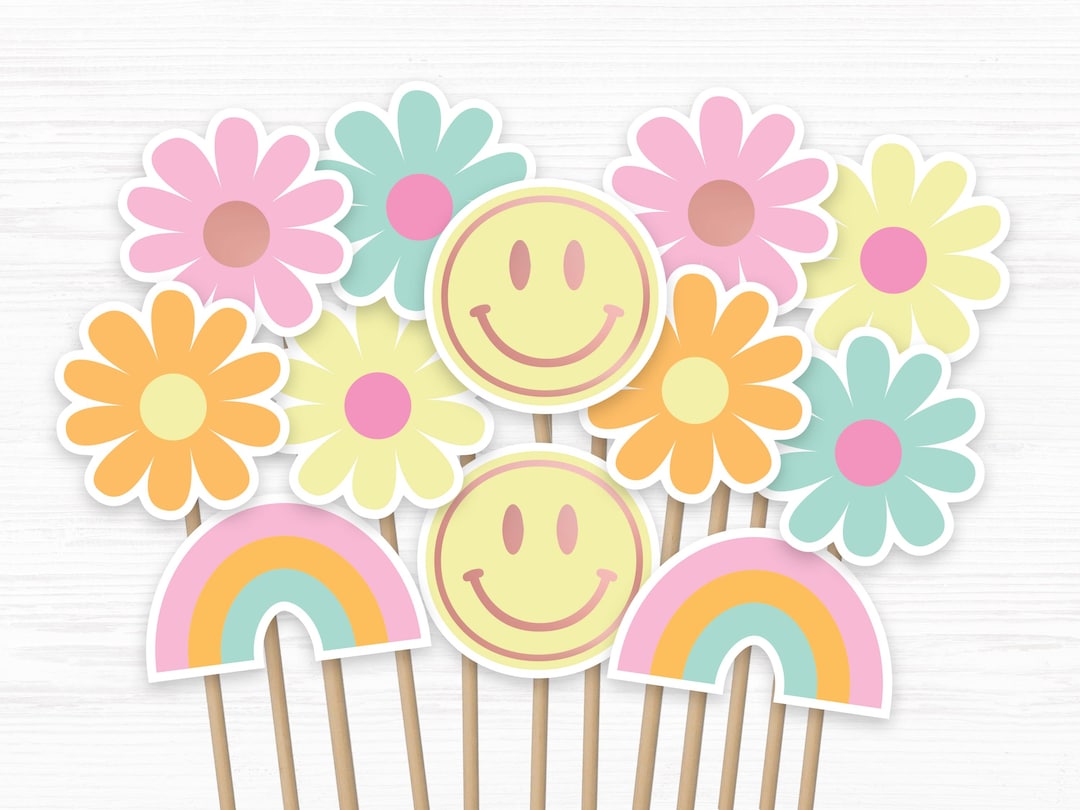 Retro Smiley Face Centerpieces: 90s Party Printables (digital Download ...