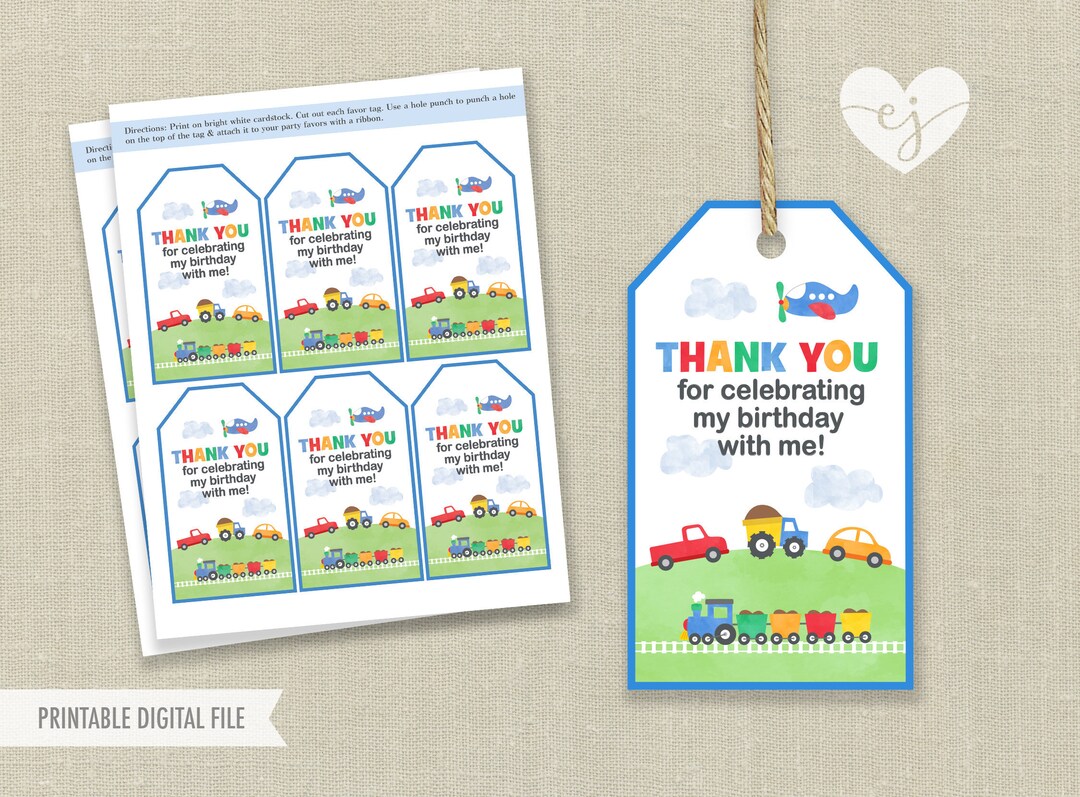 Transportation Favor Tags, Printable Favor Tags, Transportation ...
