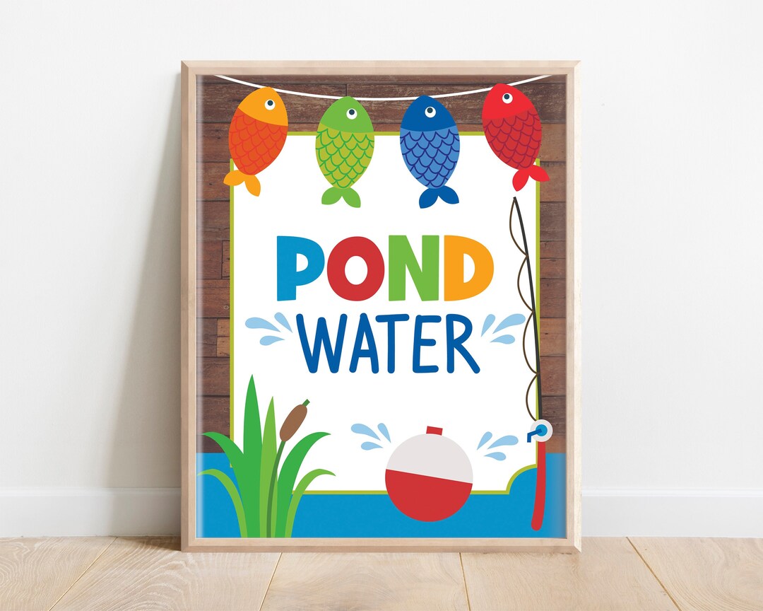 Pond Water Sign, Fishing Table Sign, Fishing Party Food Signs, Fishing ...