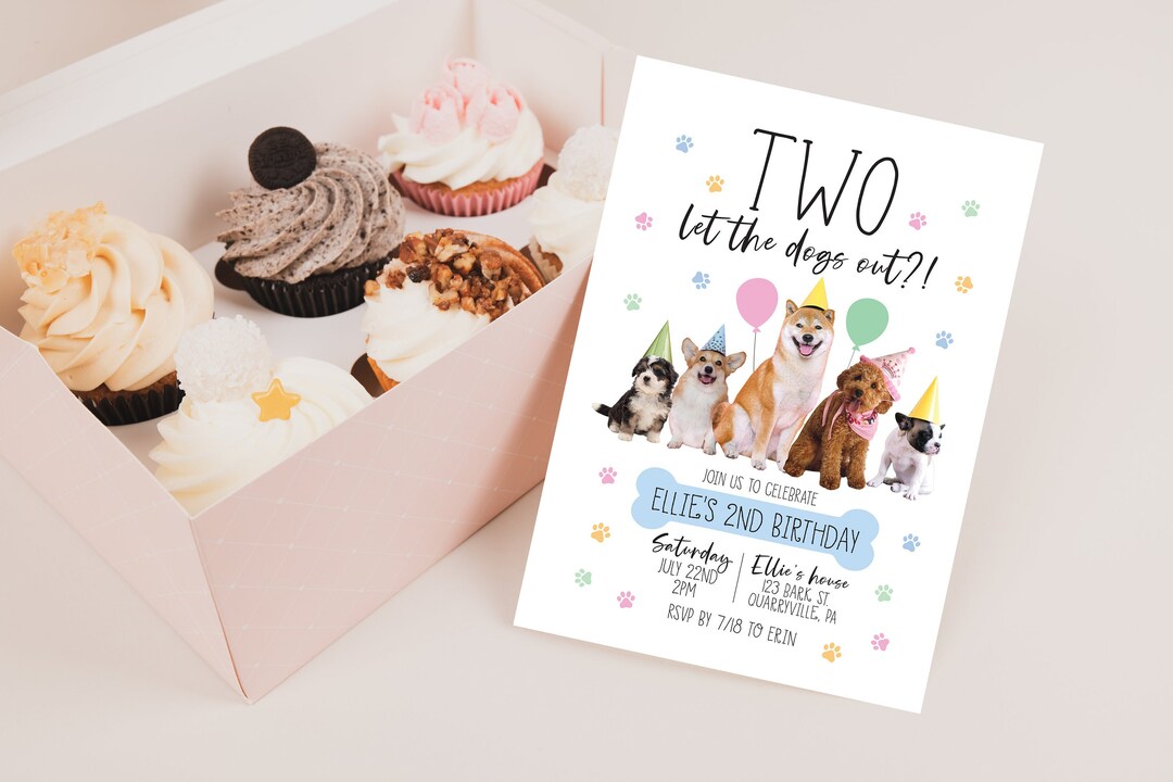 Two Let the Dogs Out Invitation: Puppy 2nd Birthday (digital File) - Etsy