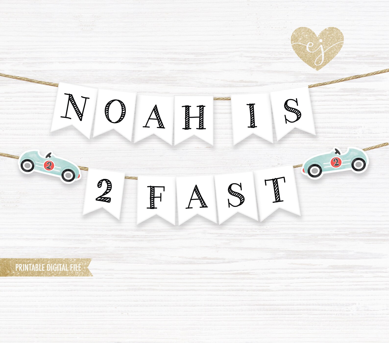 Printable Banner, 2 Fast 2 Curious Bunting, Race Car 2 Fast Banner, Two ...