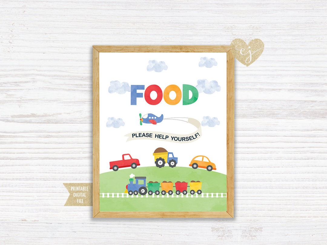 Food Sign, Food Table Sign, Transportation Food Signs, Food Sign, Train ...