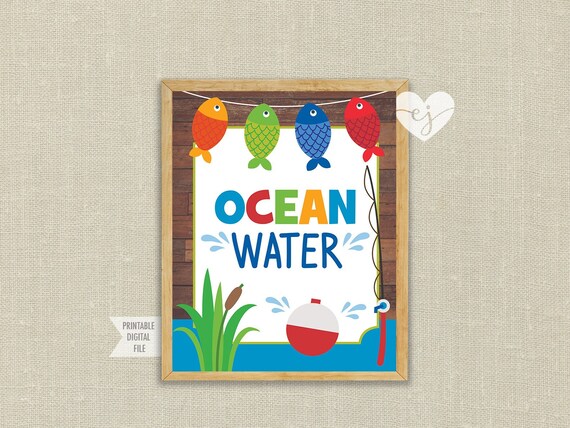Ocean Water Sign Fishing Table Sign Fishing Party Food - Etsy