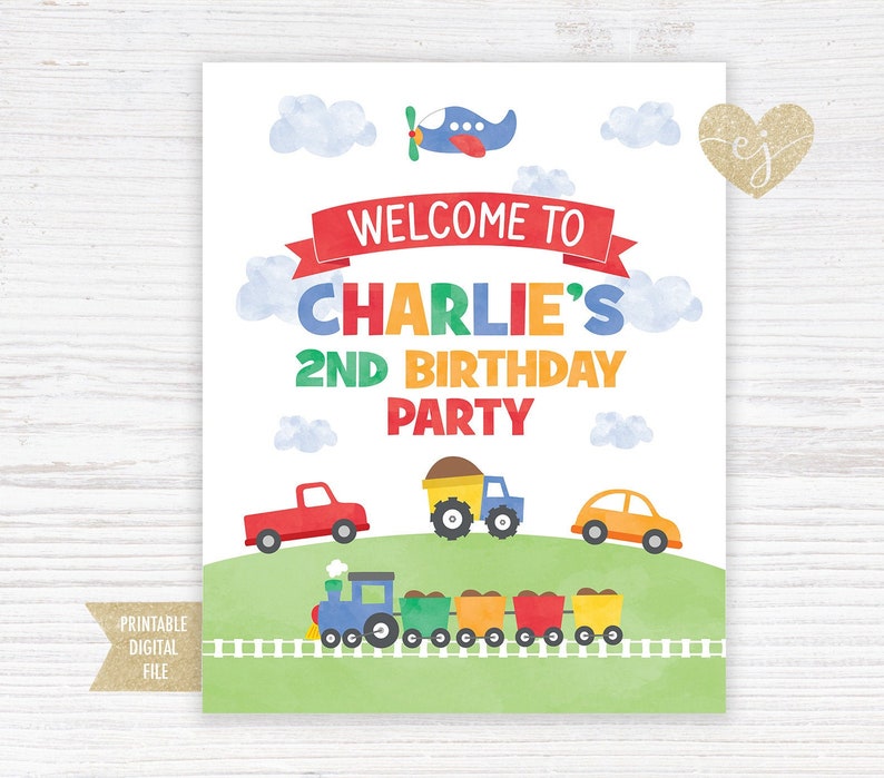 Transportation Birthday Welcome Sign Printable Train Welcome - Etsy