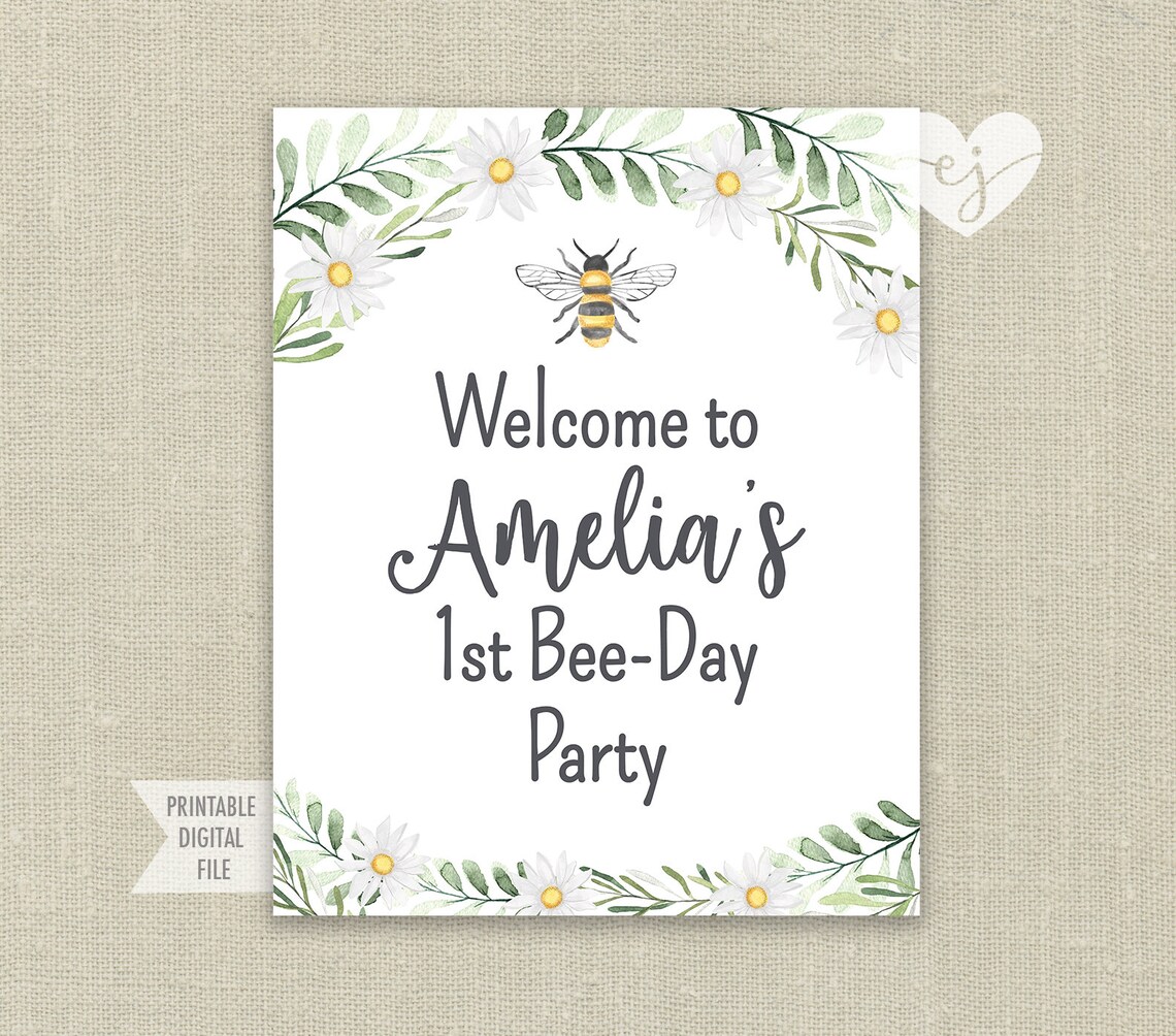 Bee Welcome Sign Bee Birthday Sign Birthday Welcome Sign | Etsy