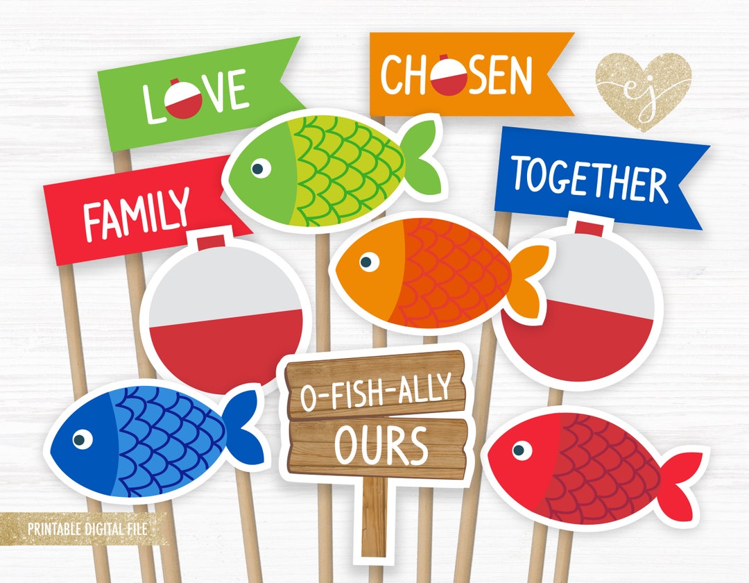 Fishing Adoption Centerpieces: O-fish-ally Ours Party Decor (digital ...