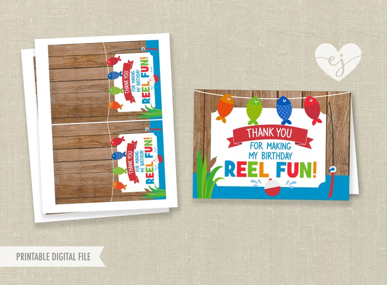 Fishing Thank You Notes: the Big One Party Decor (digital Download) - Etsy