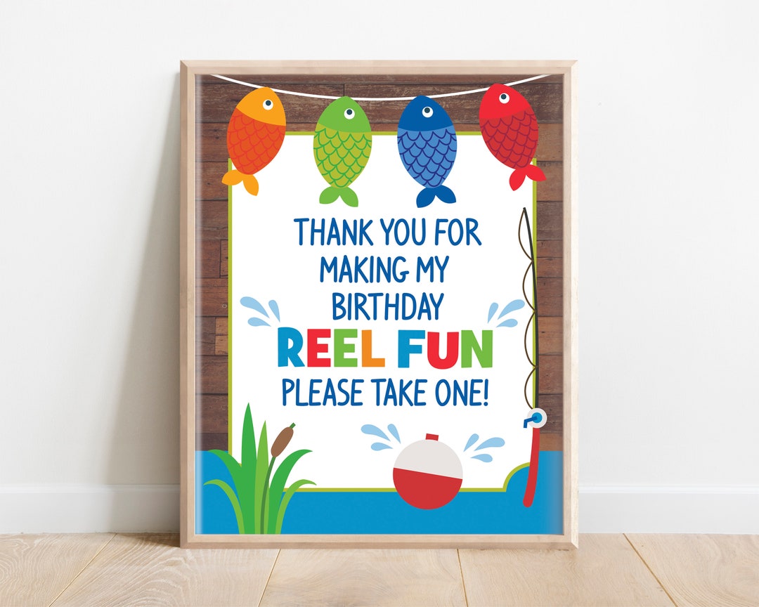 Fishing Party Favors Sign: 'reel Fun' Birthday Decor (digital Download ...