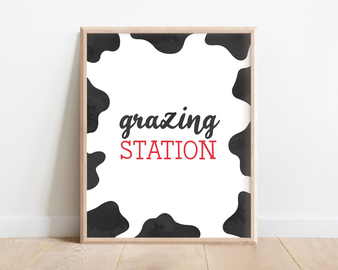 Cow Party Grazing Station Sign: Farm Animals Decor (digital Download ...