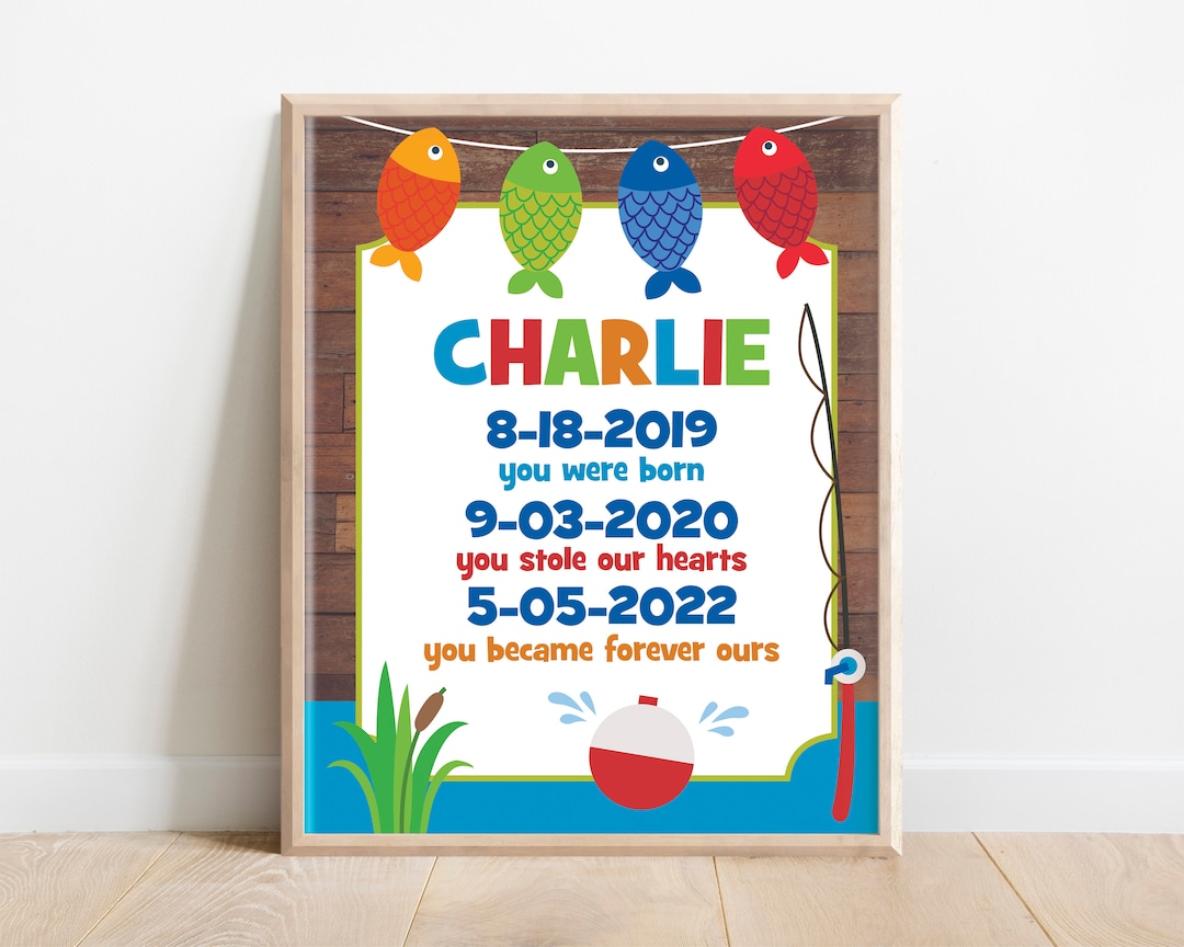 Fishing Adoption Sign, Adoption Dates Sign, Printable Fishing Adoption ...