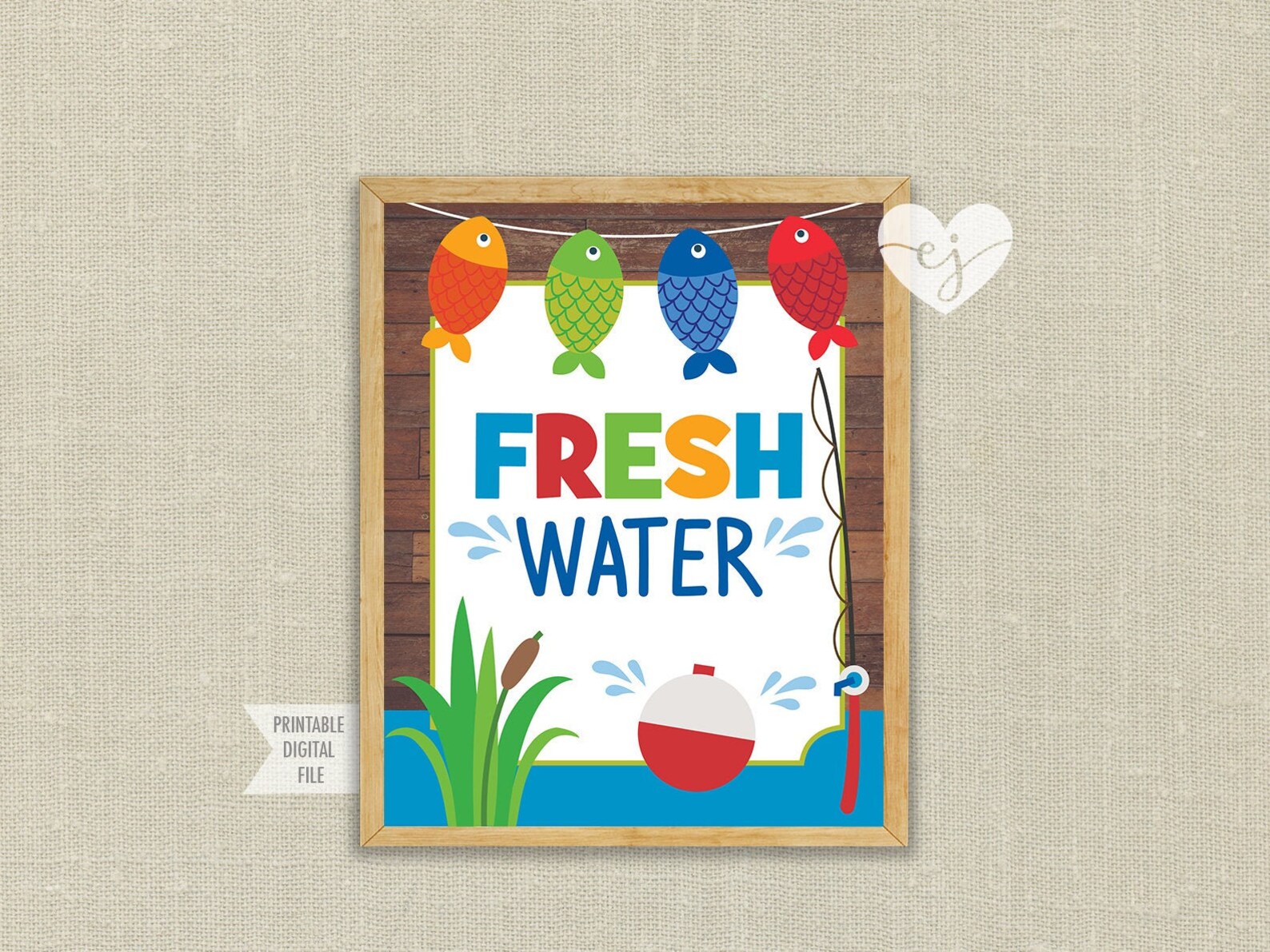 Fresh Water Sign Fishing Table Sign Fishing Party Food | Etsy