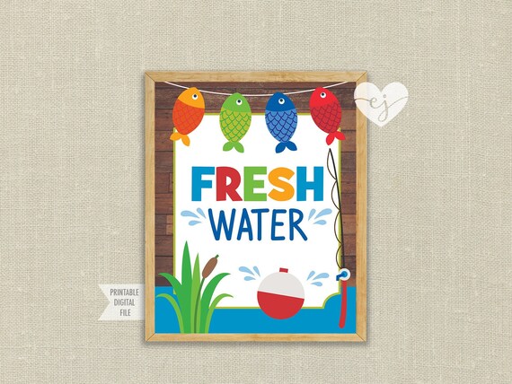 Fresh Water Sign Fishing Table Sign Fishing Party Food | Etsy
