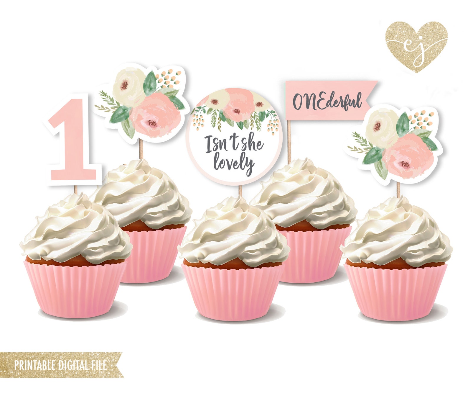 Onederful Cupcake Toppers Printable Cupcake Toppers | Etsy