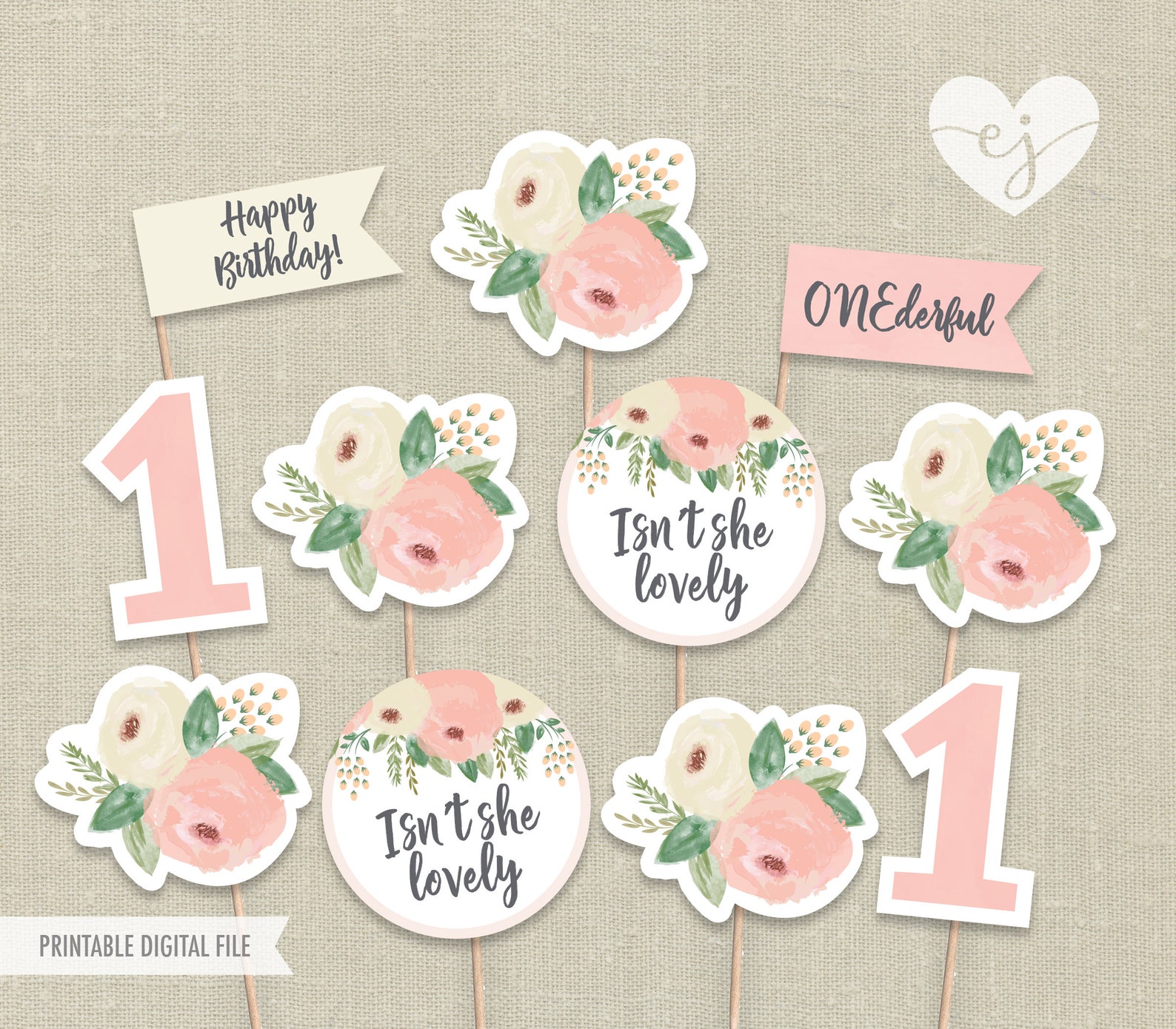 Onederful Cupcake Toppers Printable Cupcake Toppers | Etsy