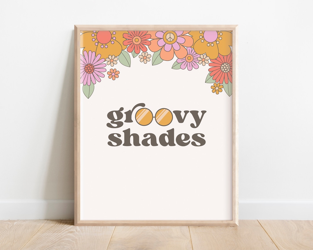 Printable Groovy Shades Sign, Groovy Table Sign, Two Groovy, Hippie ...