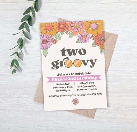 Two Groovy Invitation Groovy Invite Groovy Birthday | Etsy
