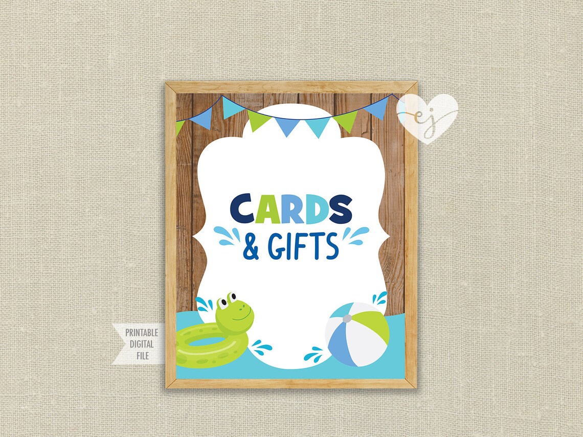 Printable Gifts Sign Pool Party Table Sign Pool Party Cards - Etsy