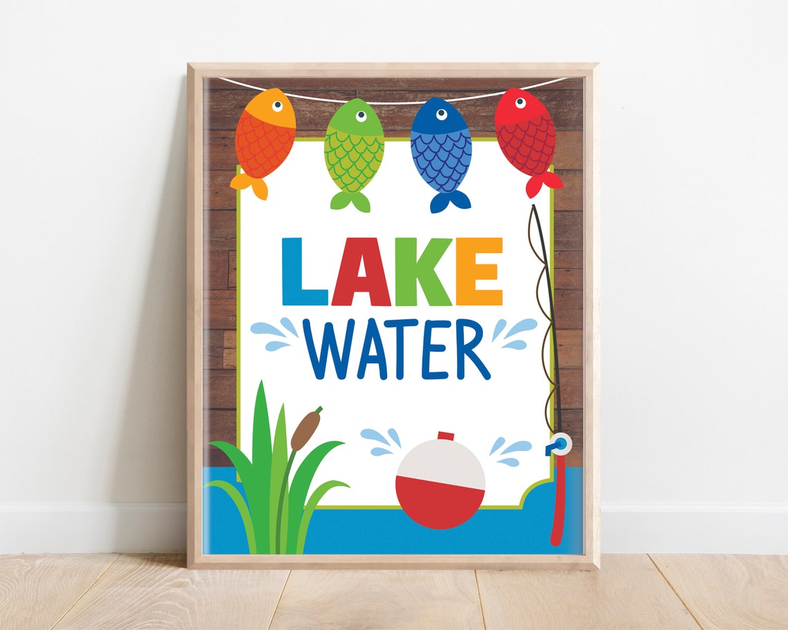 Lake Water Sign Fishing Table Sign Fishing Party Food Signs - Etsy