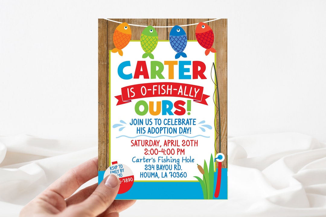 Fishing Adoption Invitation: "o-fish-ally Ours" Personalized Digital ...