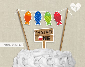 Fishing Cake Toppers Printable Cake Toppers O-fish-ally One - Etsy