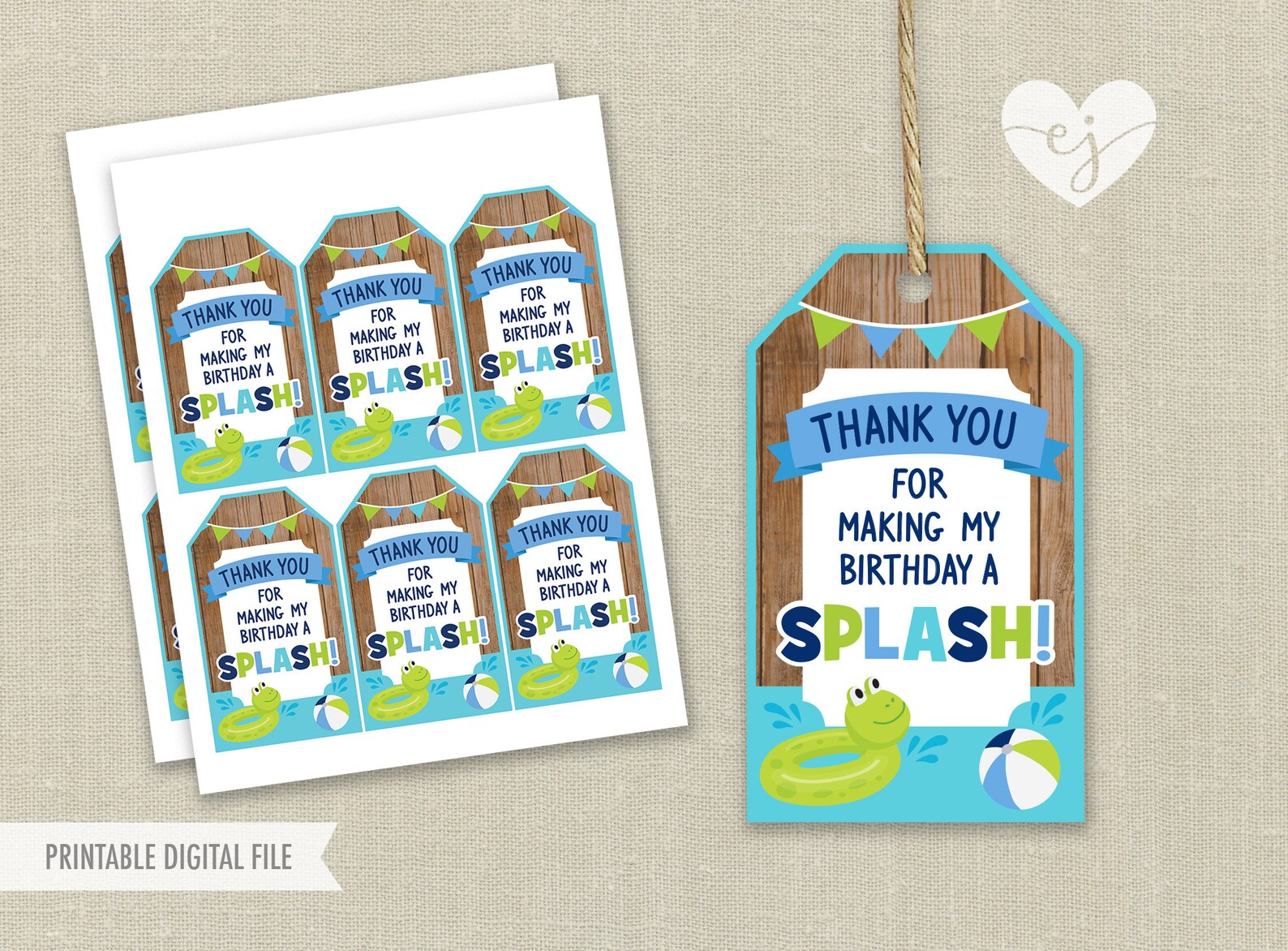 Pool Party Favor Tags Printable Favor Tags Swim Birthday - Etsy