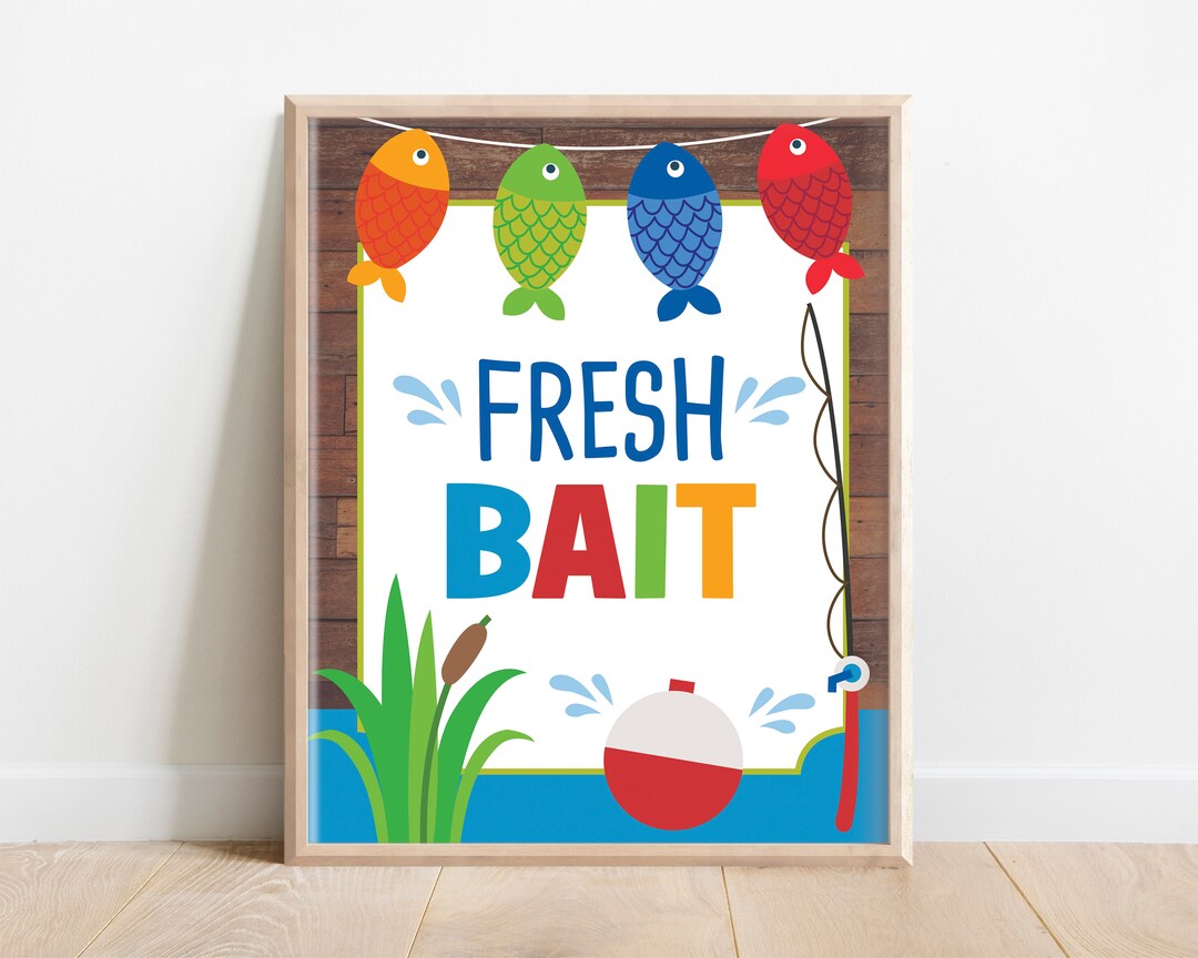 Fishing Fresh Bait Sign, Fishing Table Sign, Fishing Party Signs ...