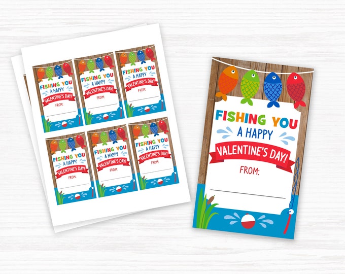 FISHING VALENTINES - Fishing Themed VALENTINE Cards - Fisherman - Boy's ...