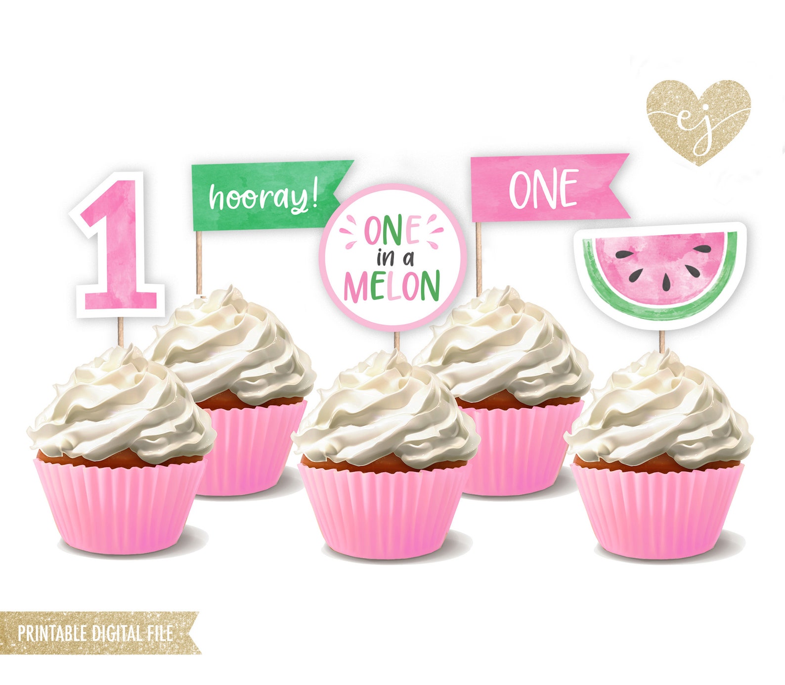 Watermelon Cupcake Toppers Printable Cupcake Toppers Melon - Etsy