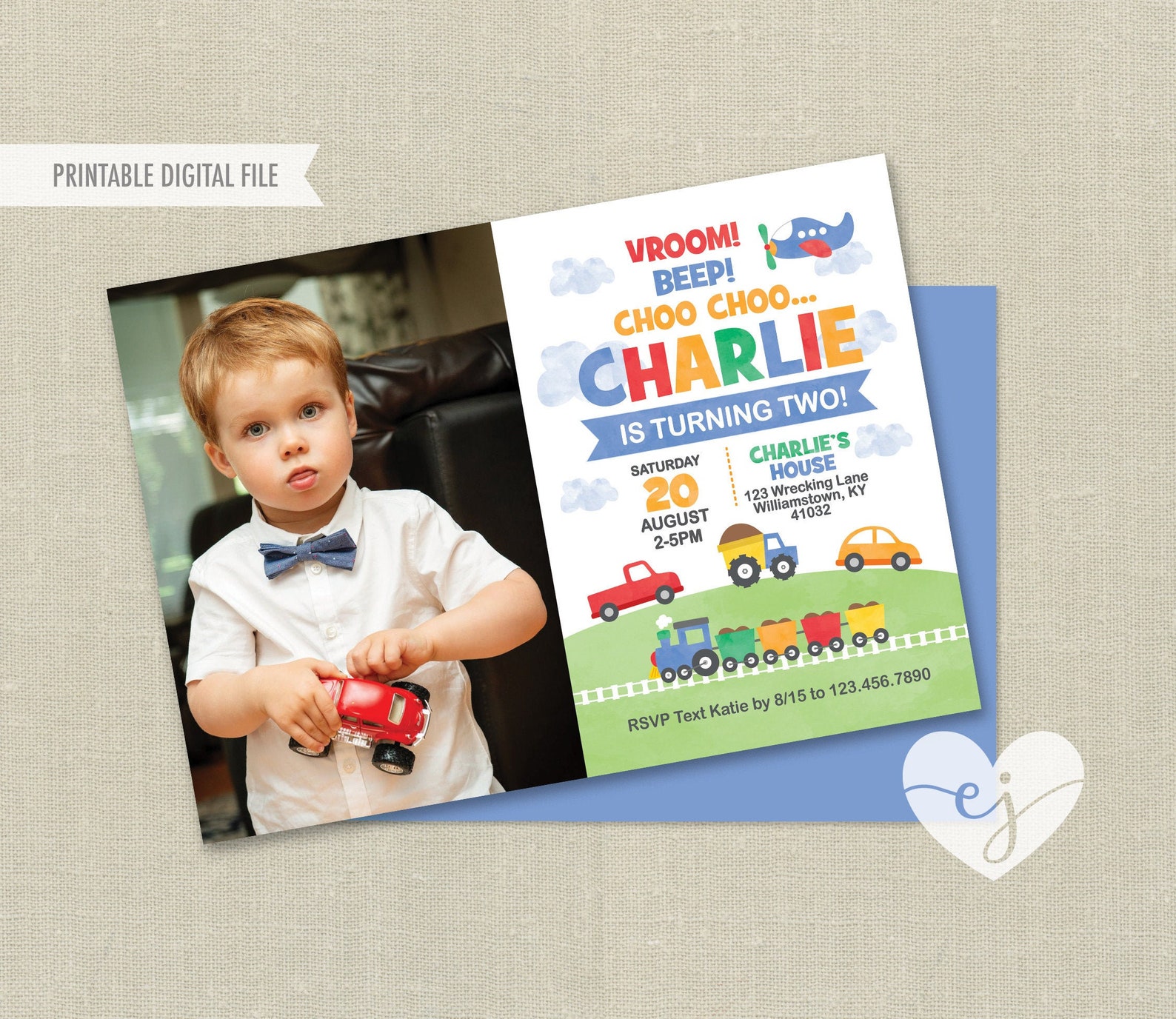 Transportation Birthday Invitation Trucks Invitation - Etsy