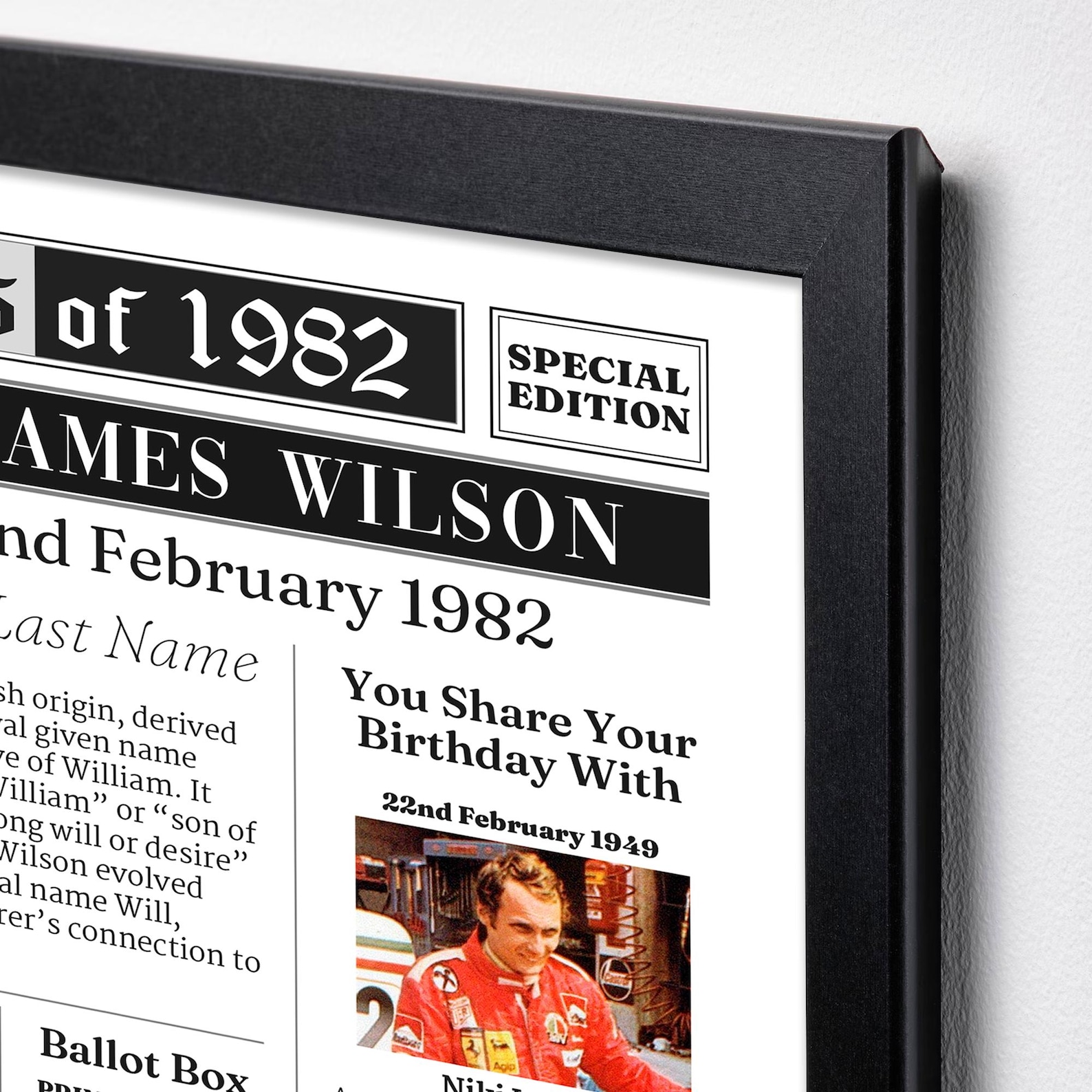 Personalised on the Day/year You Were Born A4 Poster. Choice of Colours ...