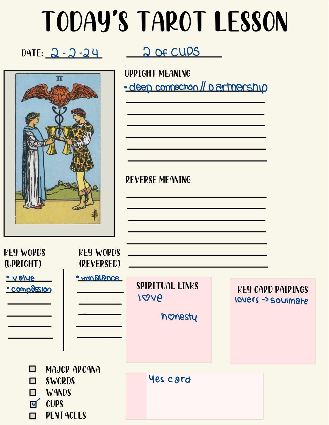 Tarot/ Oracle Study Journal Pages - Etsy