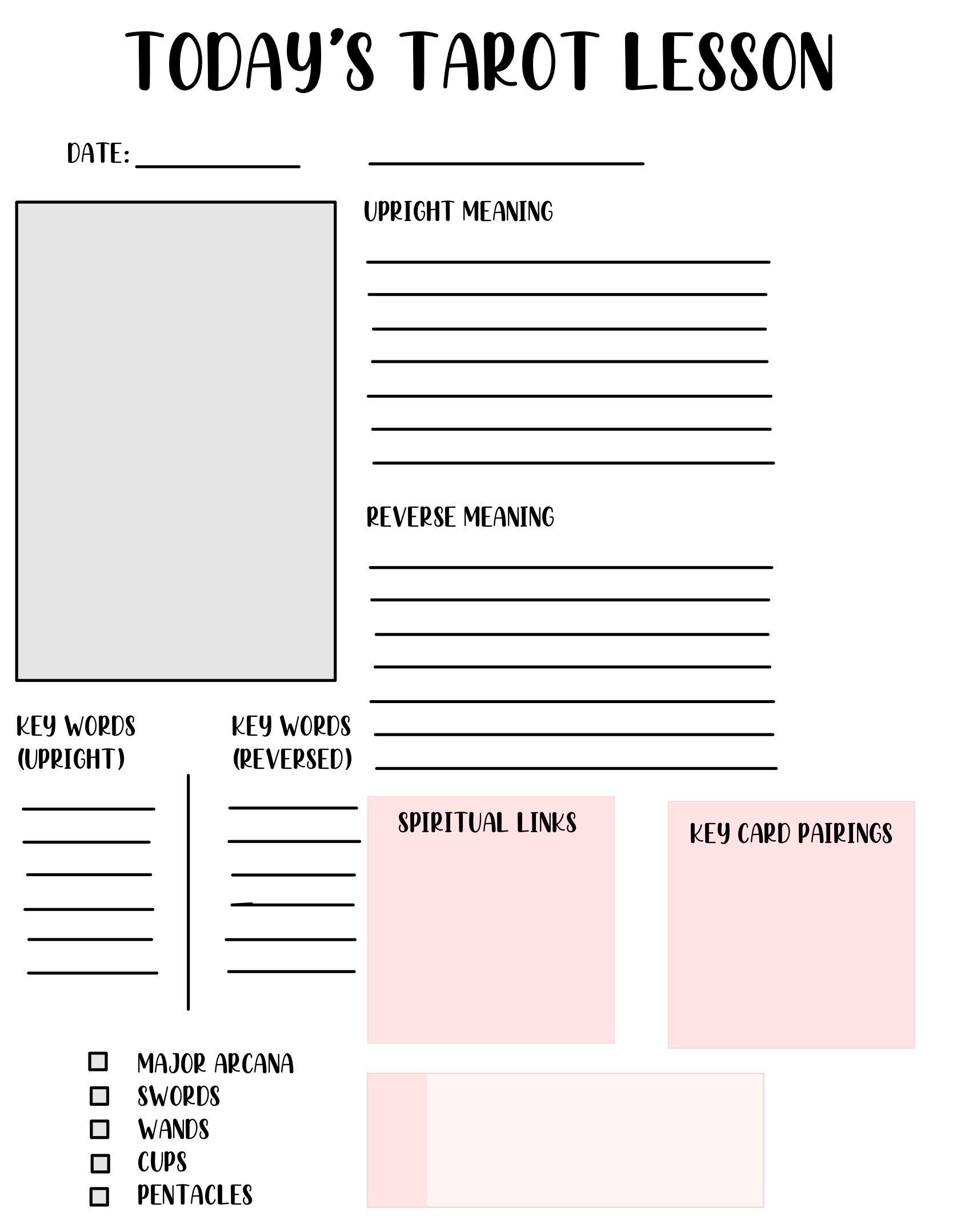 Tarot/ Oracle Study Journal Pages - Etsy