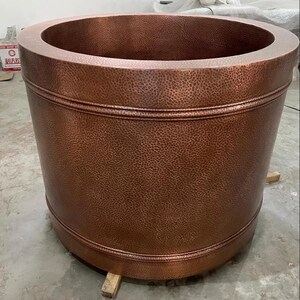 Freestanding Round Double Wall Copper Bathtub With Seat Built-in - Etsy