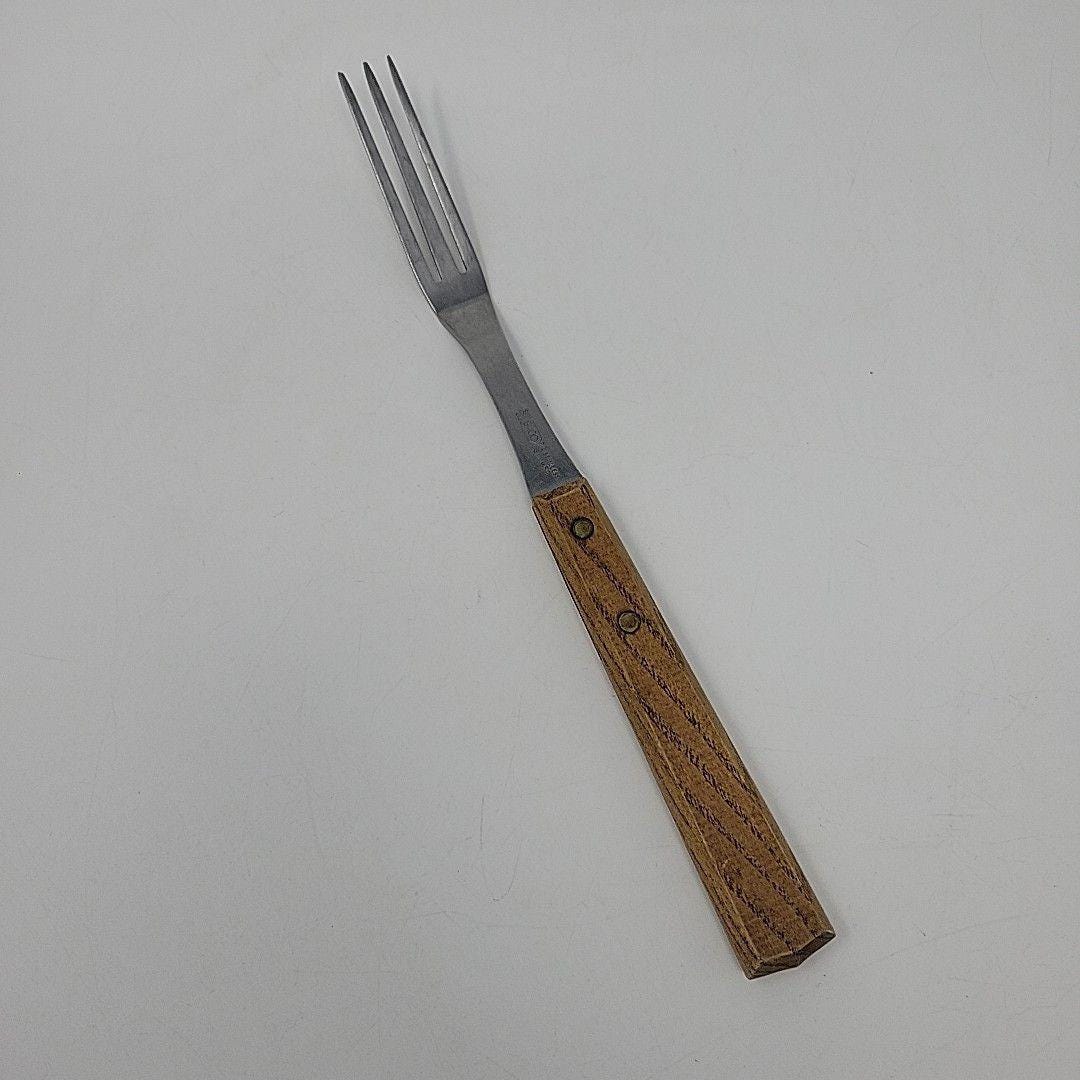 Ekco 3 Prong Tine Meat Serving Fork 10.5 Stainless Riveted Wood Handle USA - Etsy