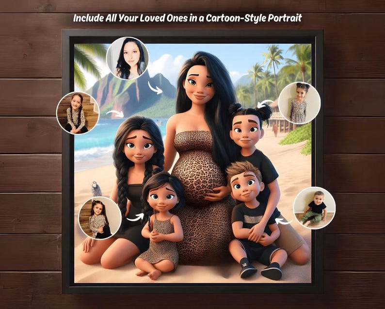 Custom Cartoon Portrait, Family Cartoon Portrait, Family Portrait ...