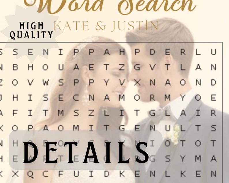Personalized Wedding Word Search Puzzle, Custom Wedding Activity, Lawn ...