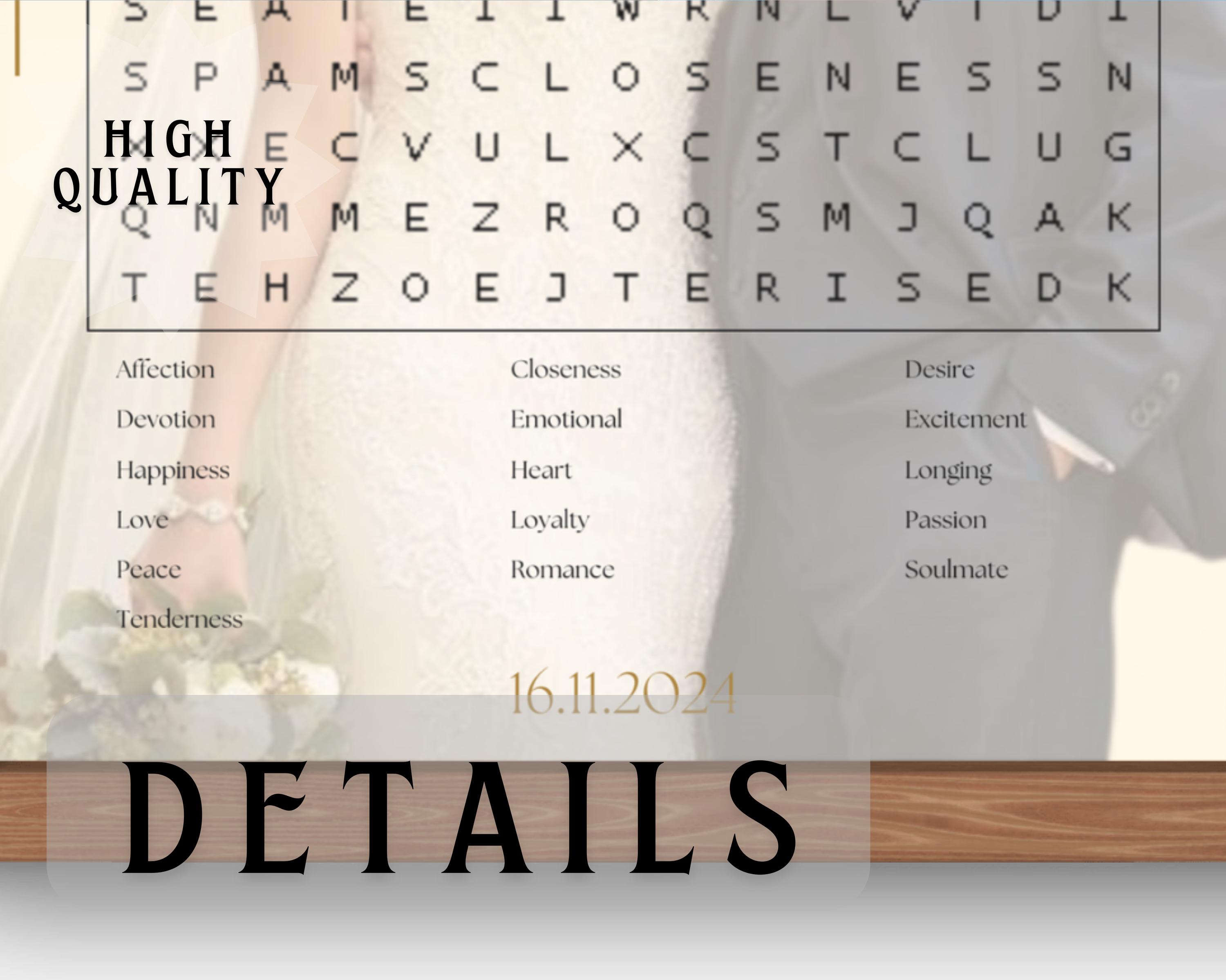 Personalized Wedding Word Search Puzzle, Custom Wedding Activity, Lawn ...