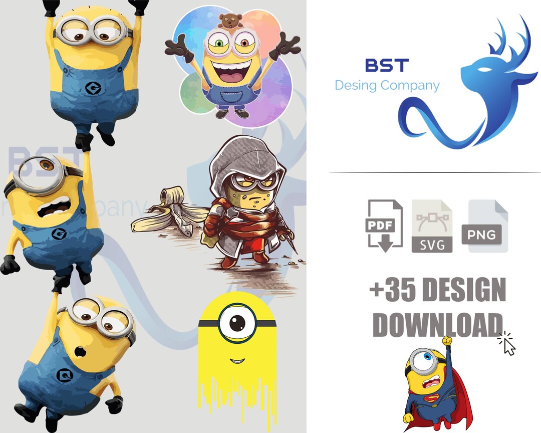 Minions Digital Designs for T-shirts, Mugs & More Fun Whimsical Art - Etsy