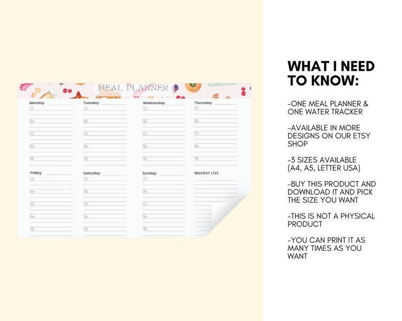 Printable Meal Prep Planner & Water Tracker Plan Meals & Track ...